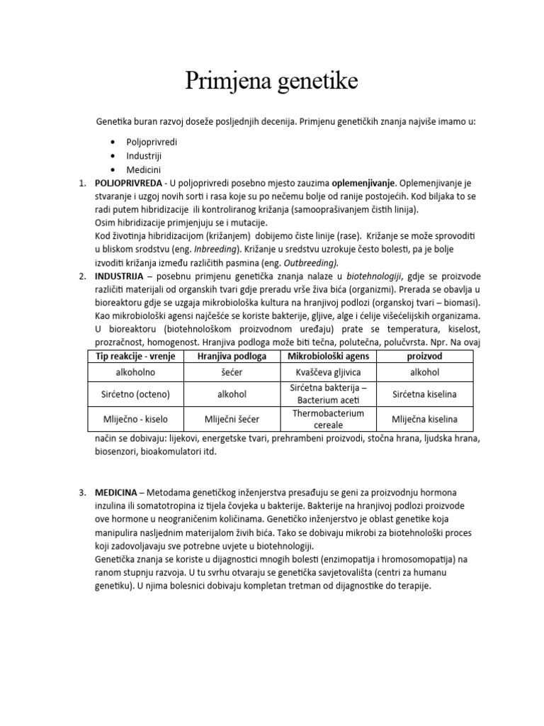 Primjena Genetike | PDF