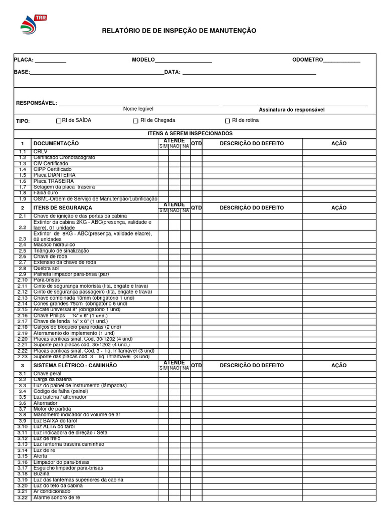 Checklist TRR | PDF | Motores | Radiador