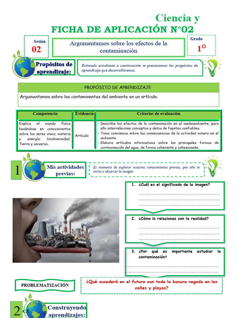 1° Ficha de Aplicación-Sesión2-Sem.1-Exp.6-Cyt | PDF
