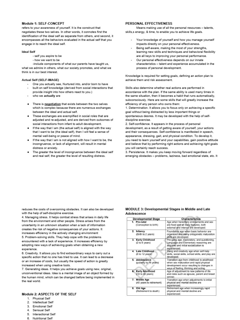 Personal Development Q1 Reviewer | PDF | Disciplines | Adolescence