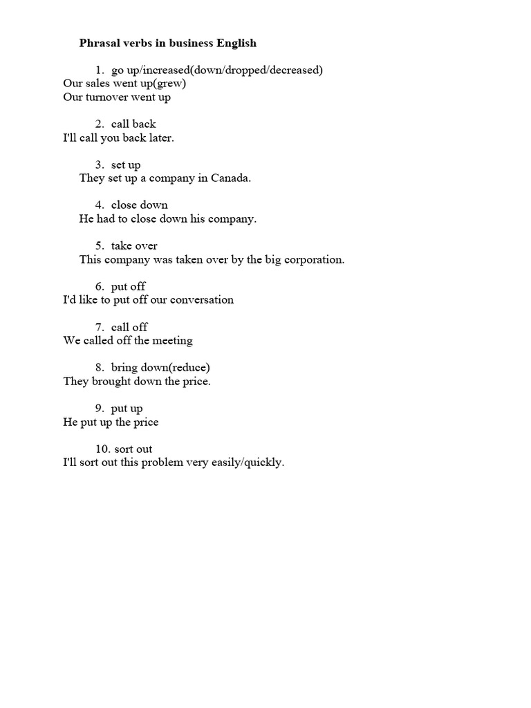 Phrasal Verbs in Business English 1 | PDF