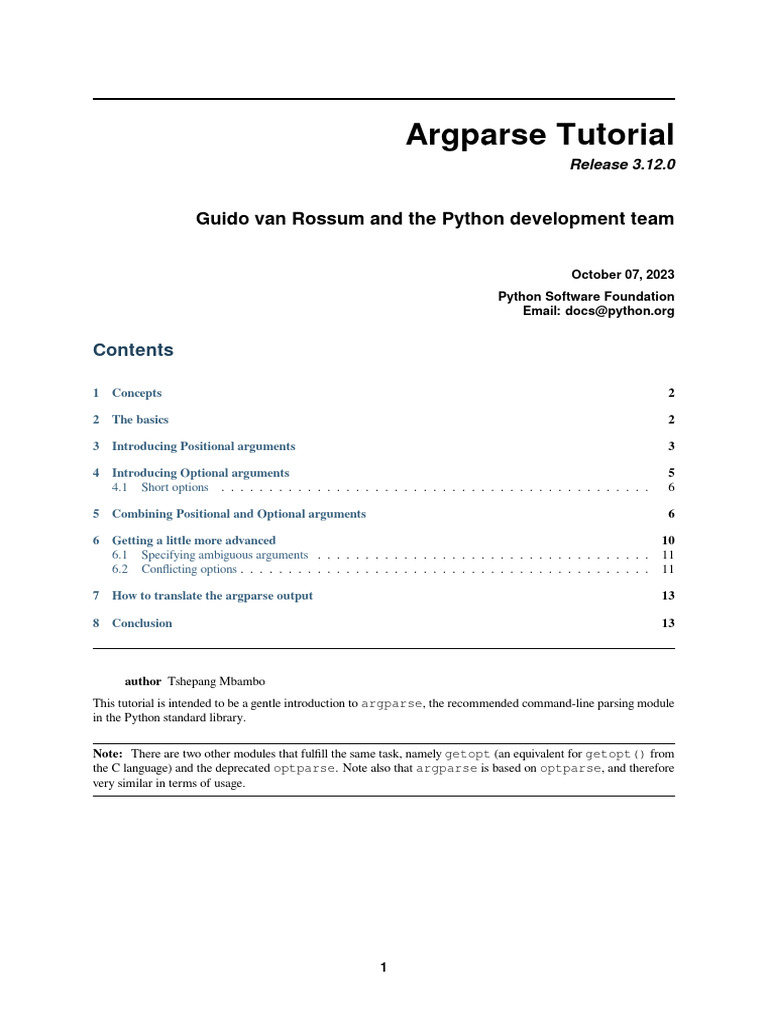 Howto Argparse | PDF