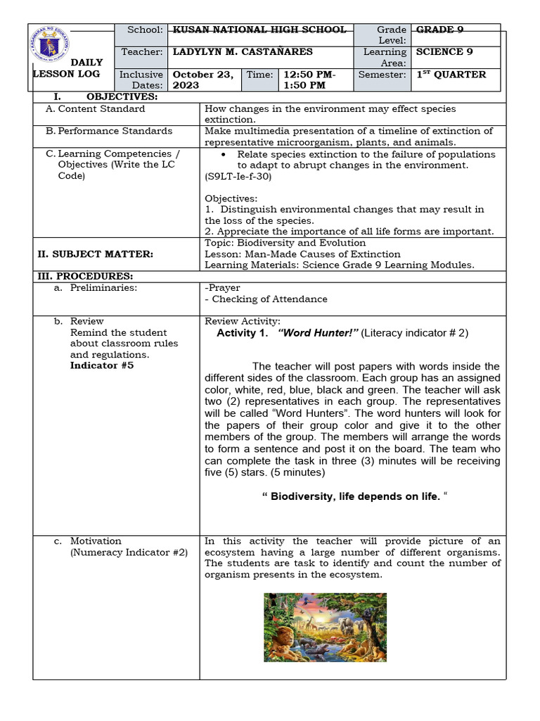 Demo Lesson Plan G8 Q1 | PDF