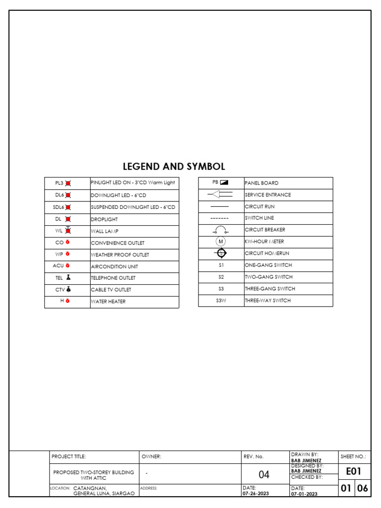 Project Siargao 2 Storey Building With Attic Electrical Layout | PDF