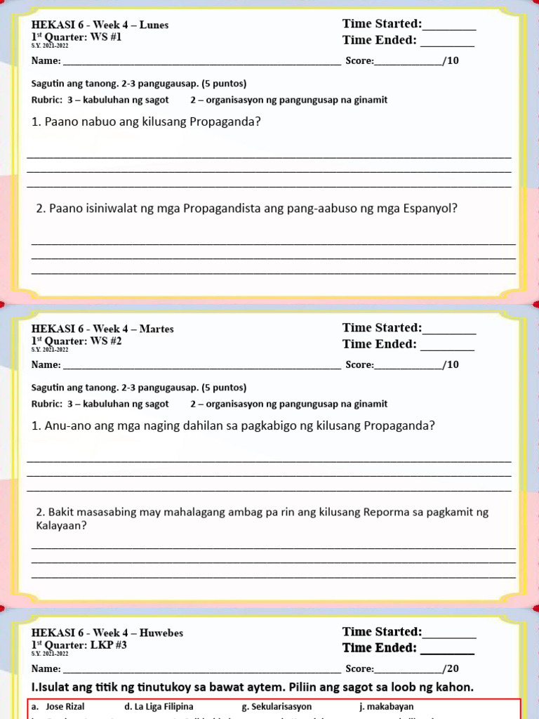 Worksheet Week 4-PAGKAMIT NG KALAYAAN | PDF