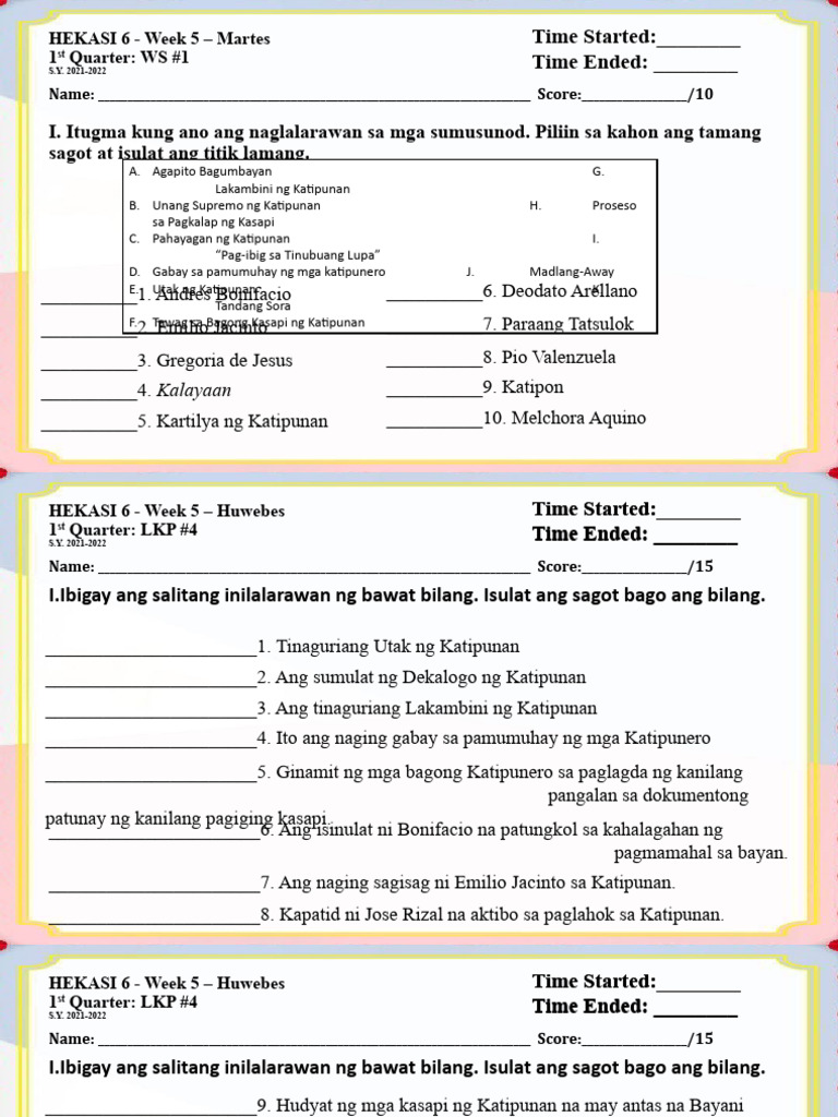 Worksheet Week 5-ANG KATIPUNAN | PDF