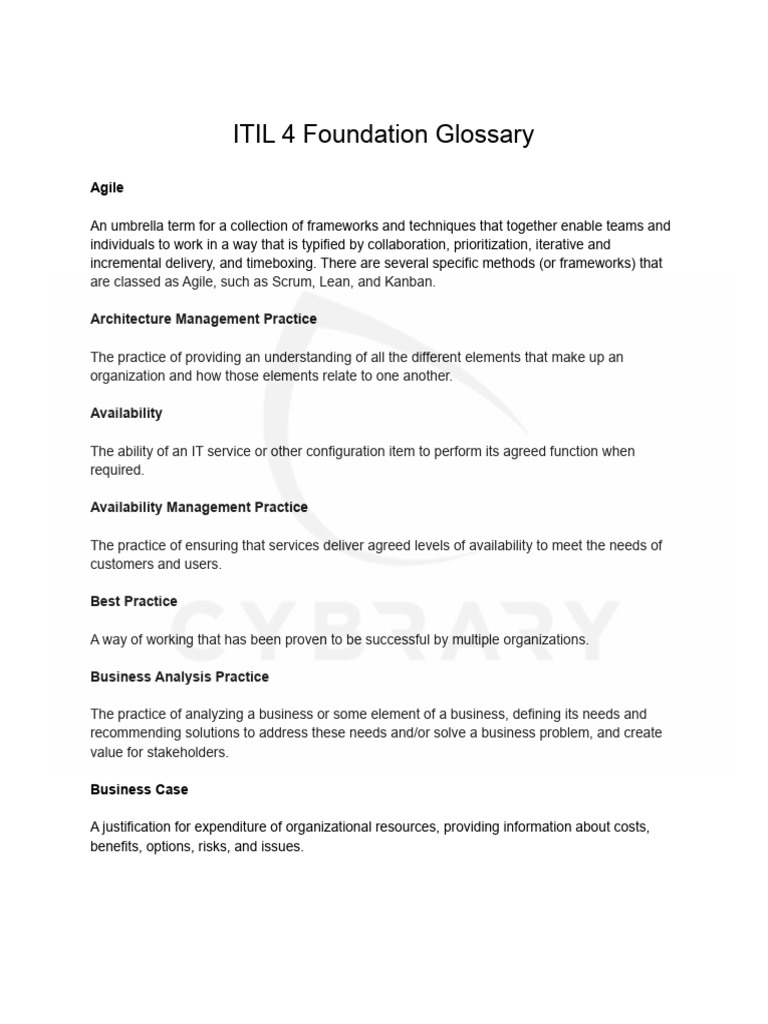 ITIL Glossary | PDF