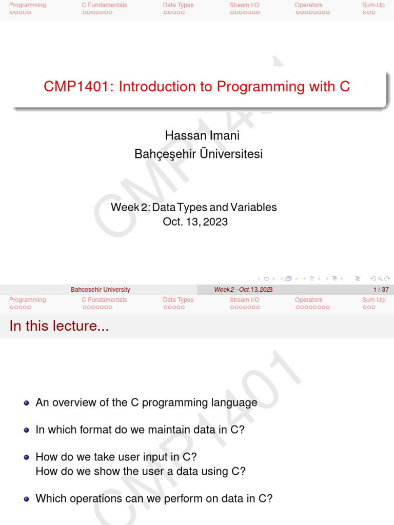 Week2 3 VariablesDataTypes Friday | PDF | Programming Language | C (Programming Language)
