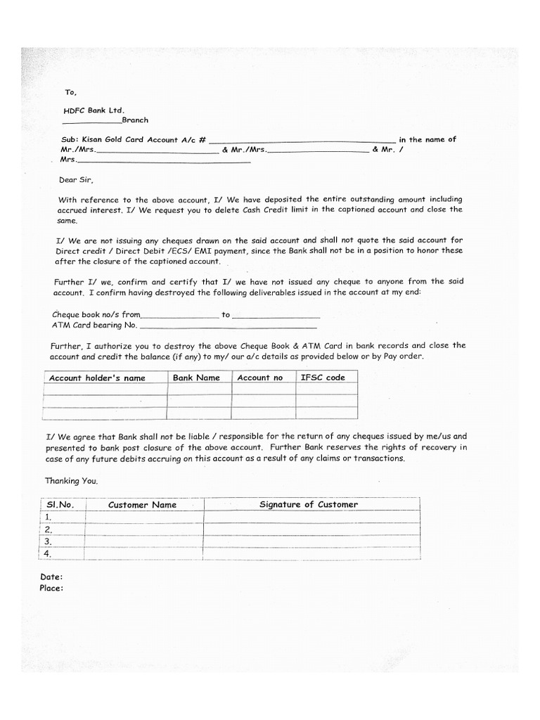 Account Closer Form | PDF
