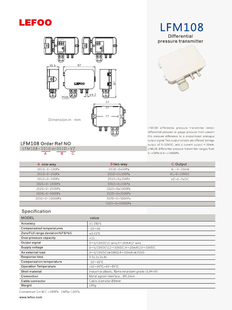 Sensor Lefoo - lfm108 | PDF