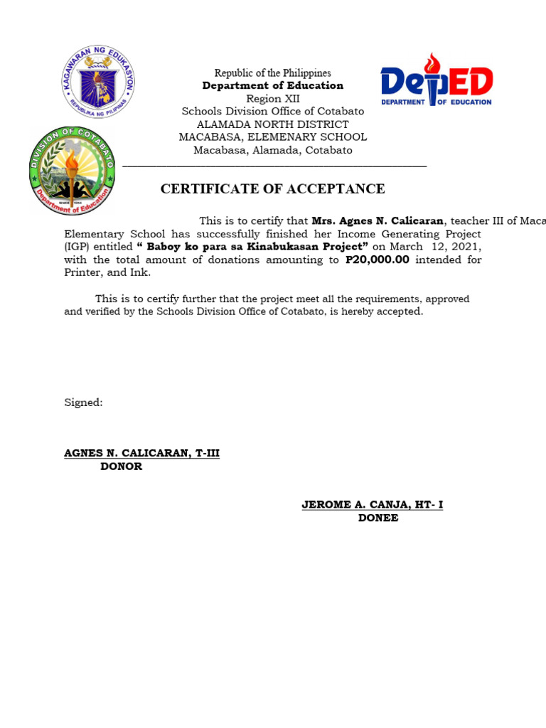 Acceptance Igp | PDF