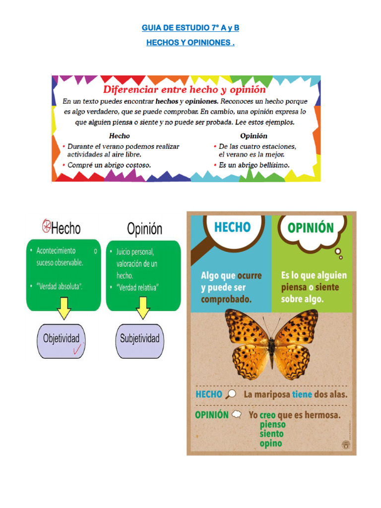Guía 7° Hechos y opiniones | PDF