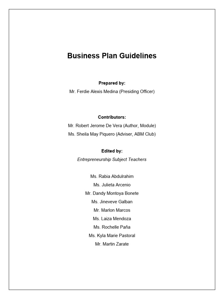 BUSINESS-PLAN-FORMAT Entrep | PDF