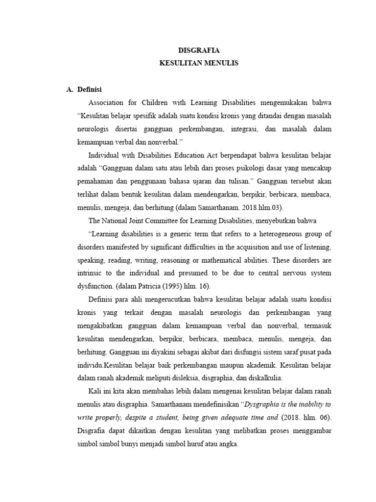 DISGRAFIA Rangkuman | PDF