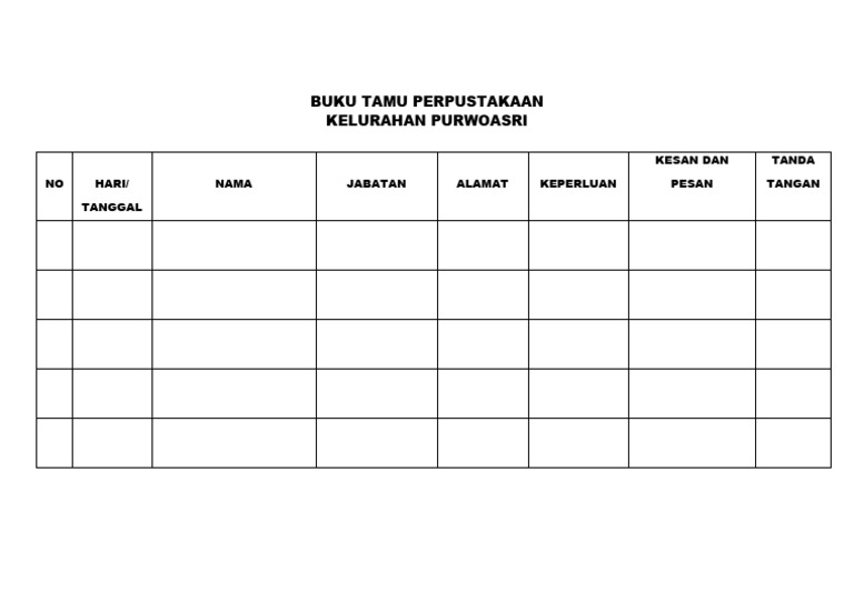 Buku Tamu Perpustakaan | PDF