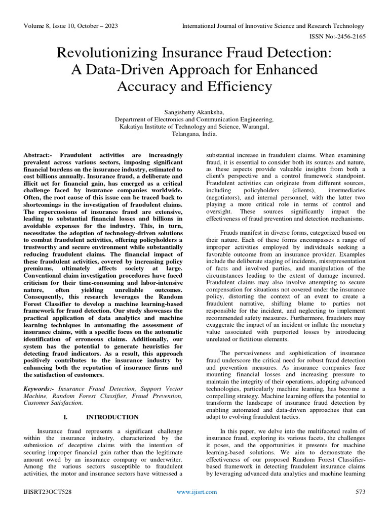 Revolutionizing Insurance Fraud Detection: A Data-Driven Approach For ...