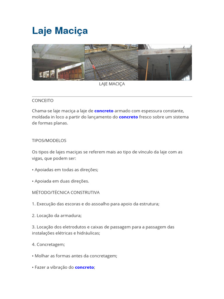 Laje Maciça-Resumo | PDF | Casa e Jardim