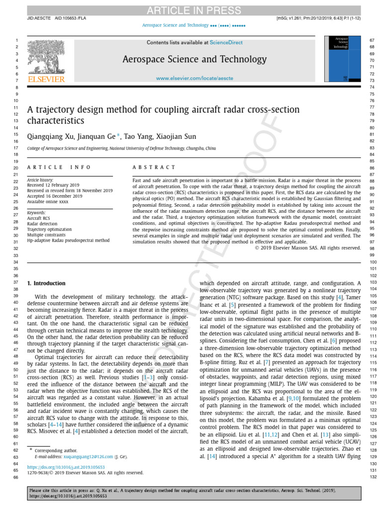 A Trajectory Design Method For Coupling Aircraft Radar Cross-Section Characteristics | PDF