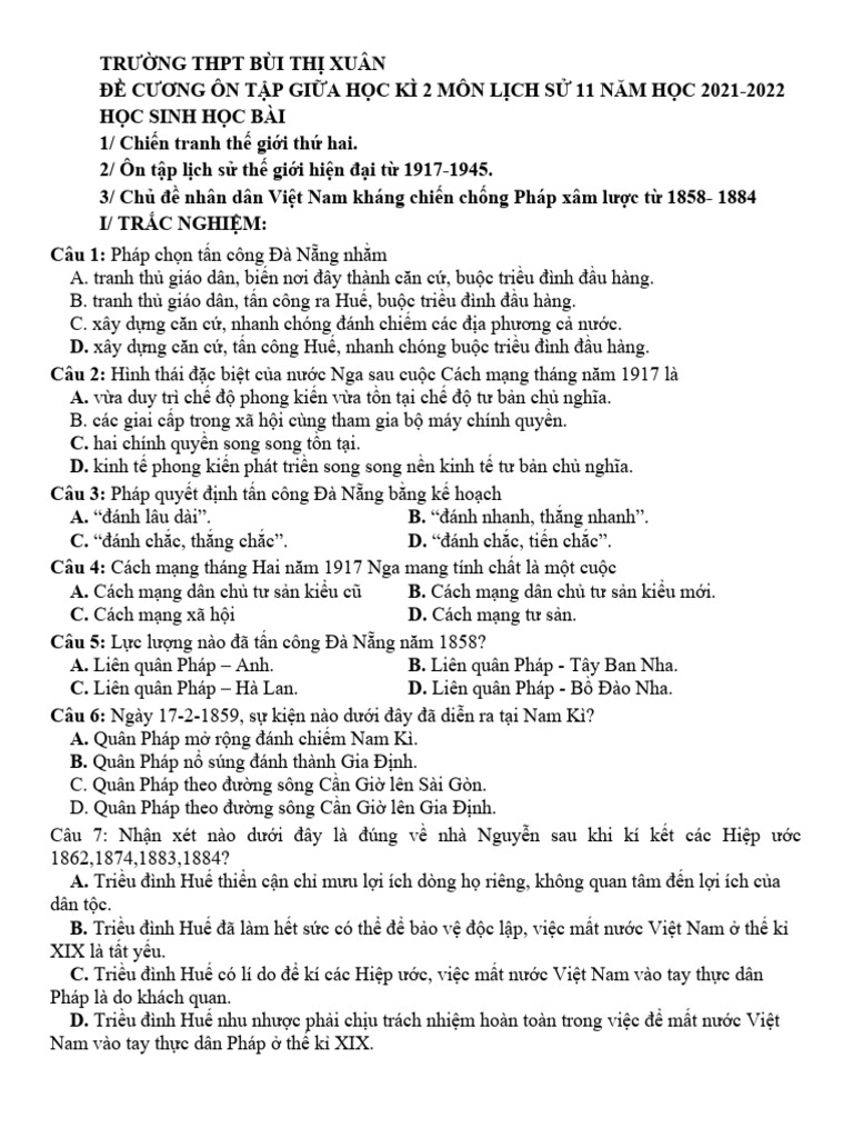 Đề Cương Ls 11 Gkii Btx | PDF