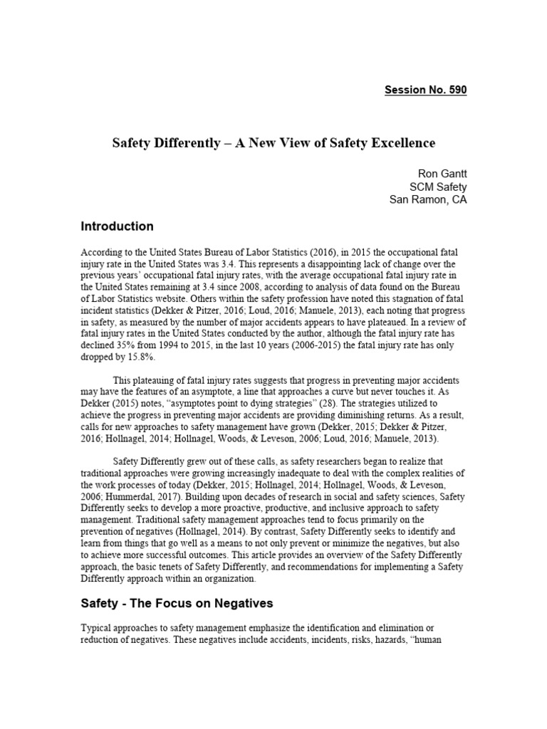 Safety Differently ASSE Proceedings Paper | PDF