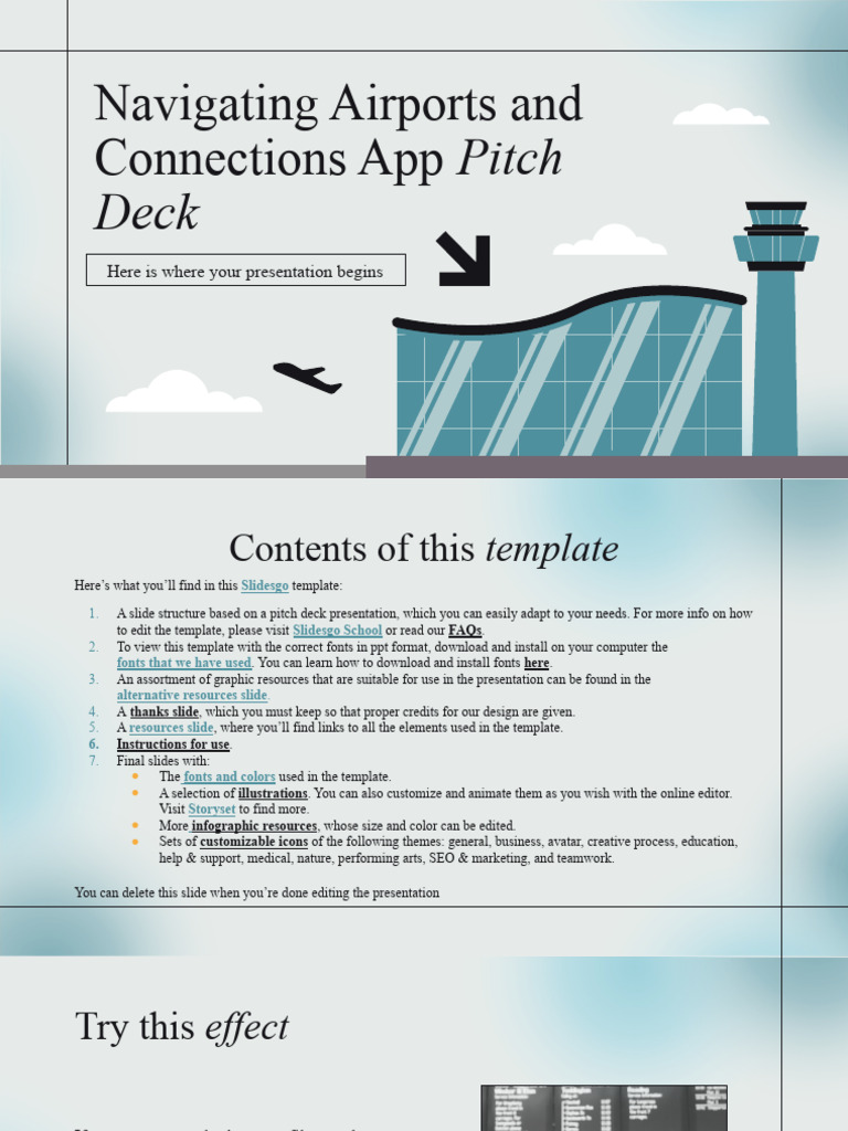 Navigating Airports and Connections App Pitch Deck by Slidesgo | PDF