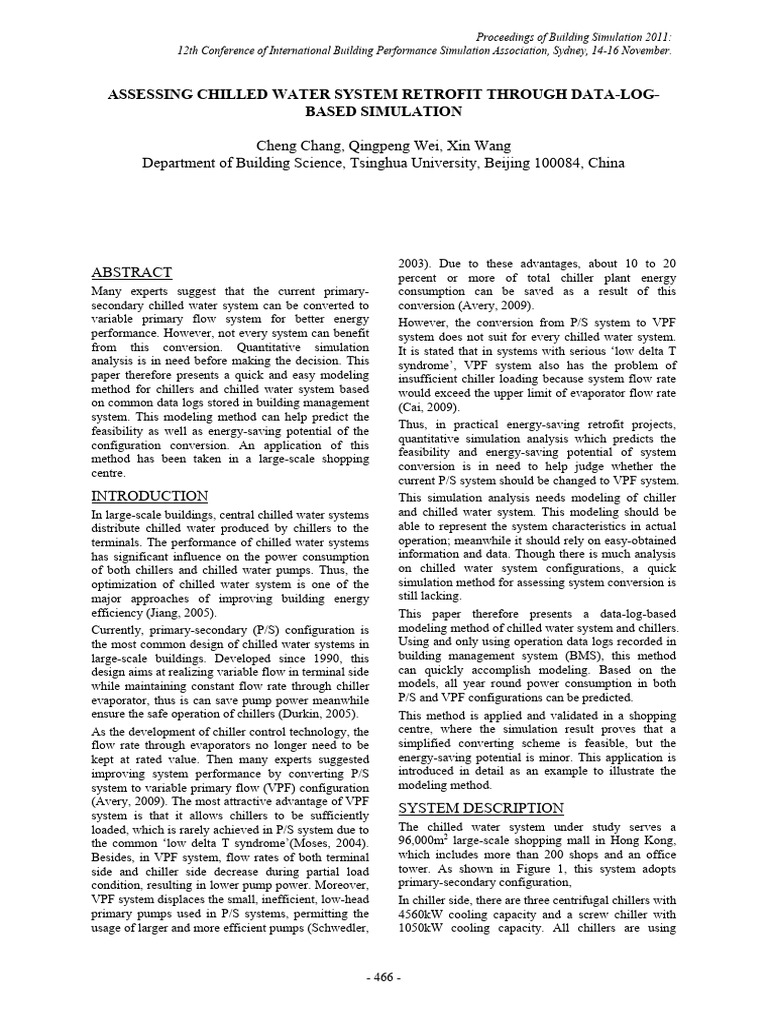 Assessing Chilled Water System Retrofit Through Data-Logbased ... Assessing Chilled Water System Retrofit Through Data-Logbased ...