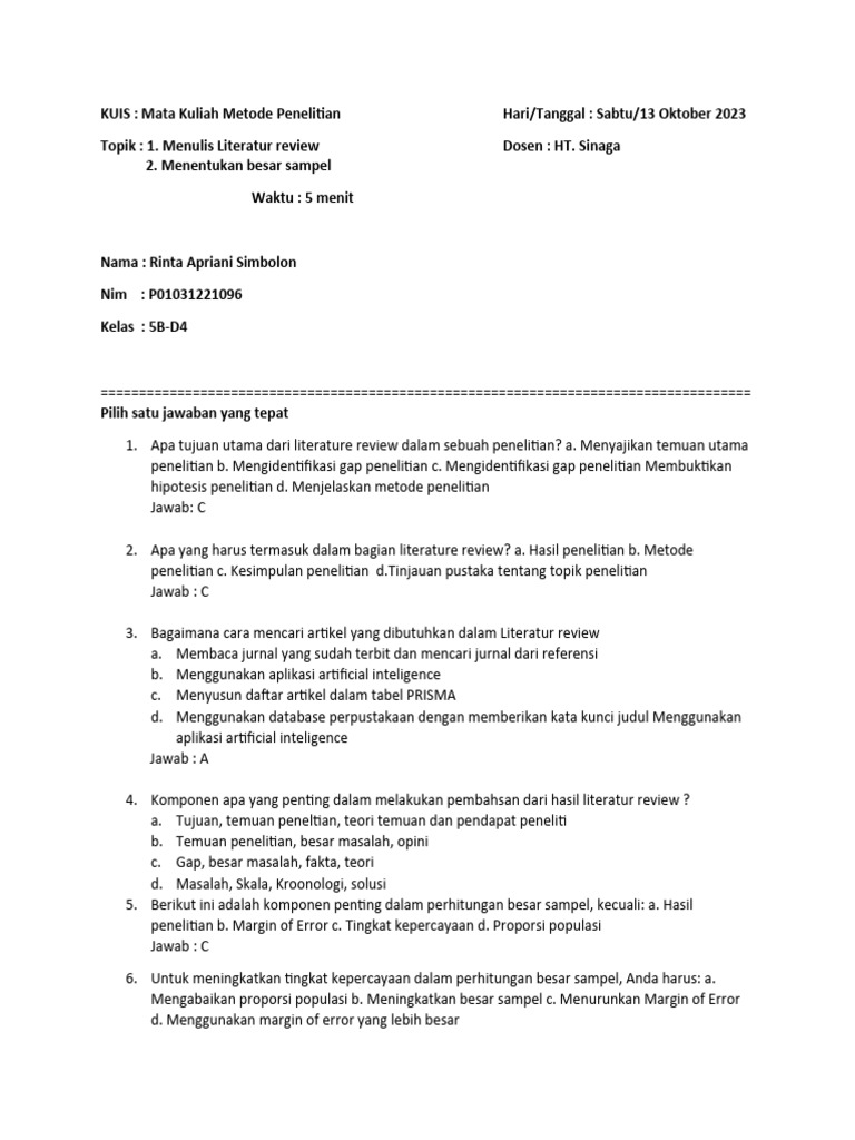 KUIS METPEN 17okt-1 | PDF