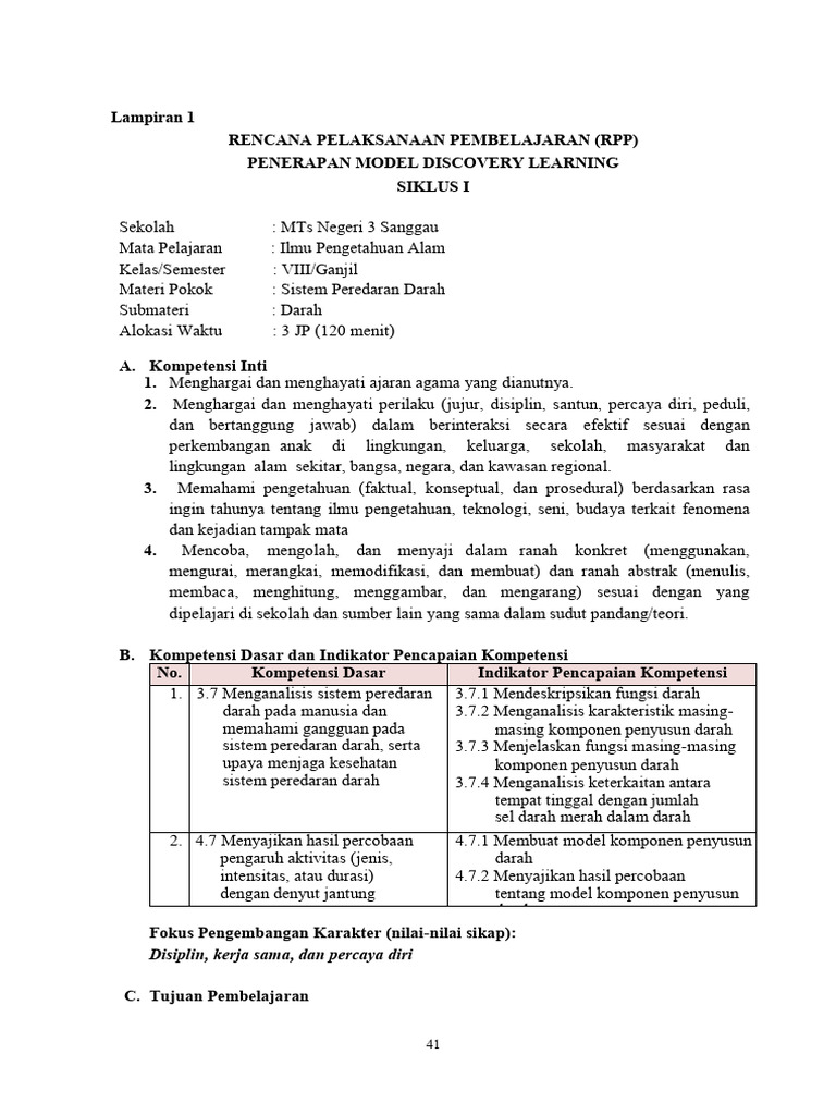 RPP PTK Discovery Siklus 1 | PDF