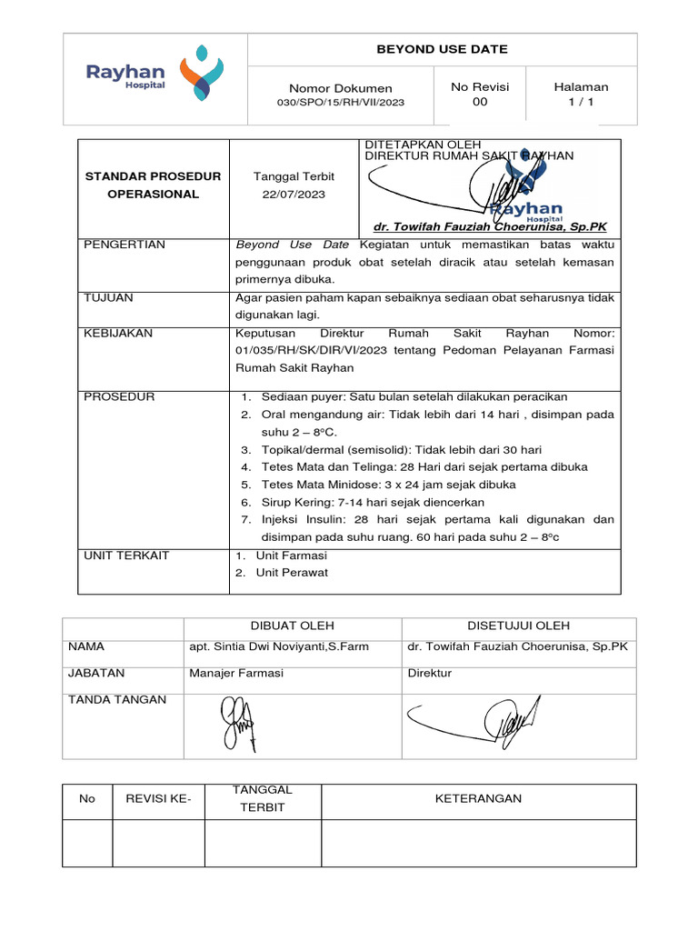 Spo Beyond Use Date | PDF | Kesehatan Holistik | Sains & Matematika