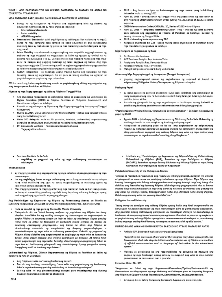 Fili-101 Reviewer | PDF