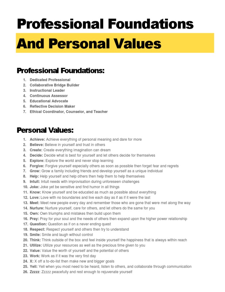 Guiding Values for Professional Growth | PDF | Self-Improvement