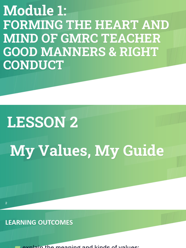 Lesson 2-My Values My Guide | PDF | Morality | Motivational