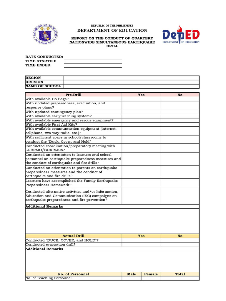 Annex B. NSED Monitoring Reporting Template | PDF | Emergency Management | Public Safety