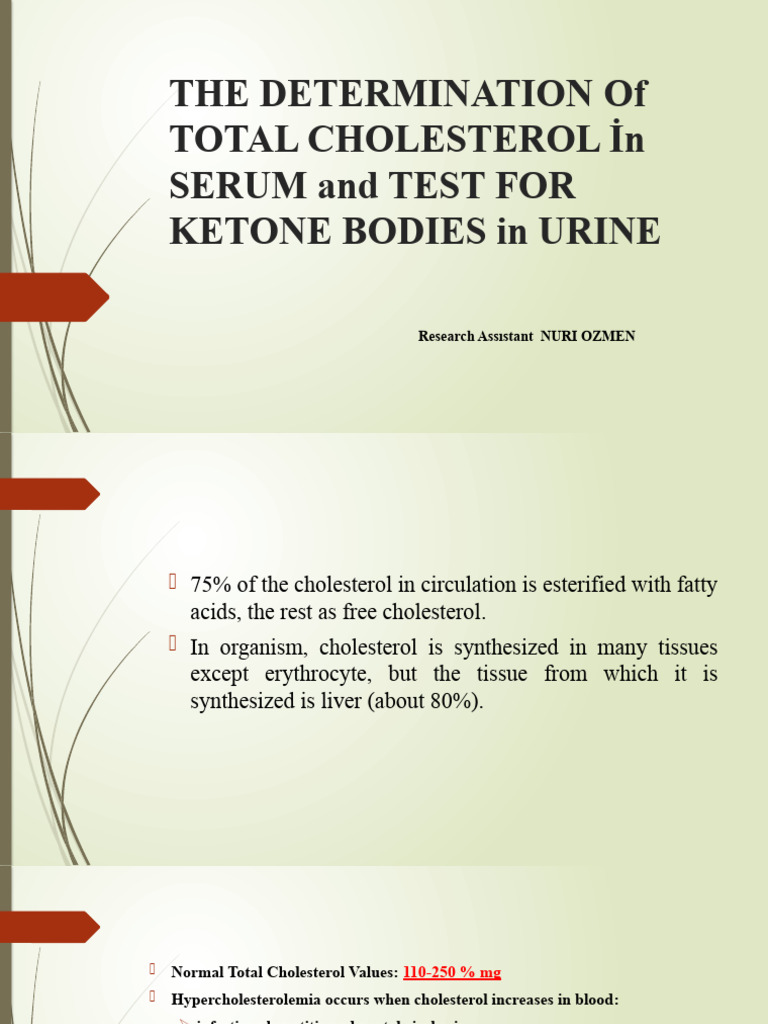 The Determination of Total Cholesterol in Serum | PDF