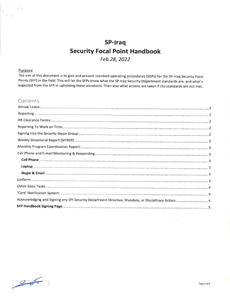 Sucrity Focal Point Handbook Signed | PDF