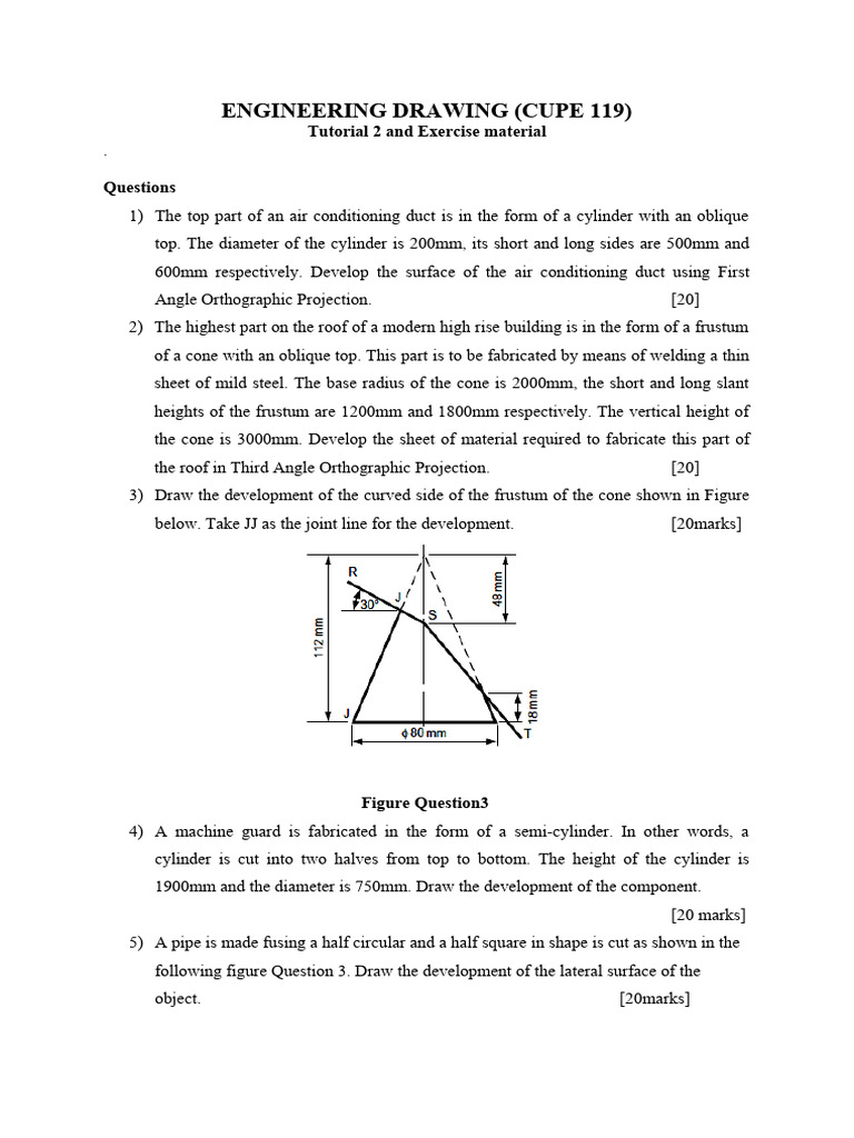 Engineering Drawing Exercises and Solutions | PDF