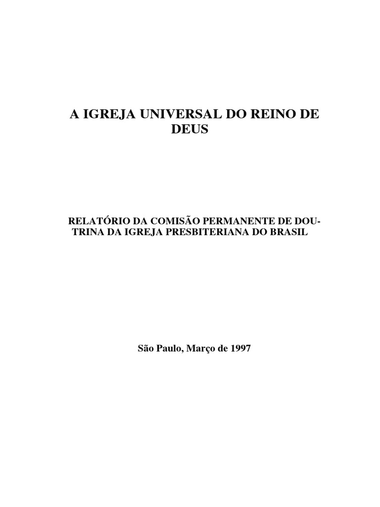Análise da IURD e suas práticas | PDF | Igreja cristã | Pentecostalismo