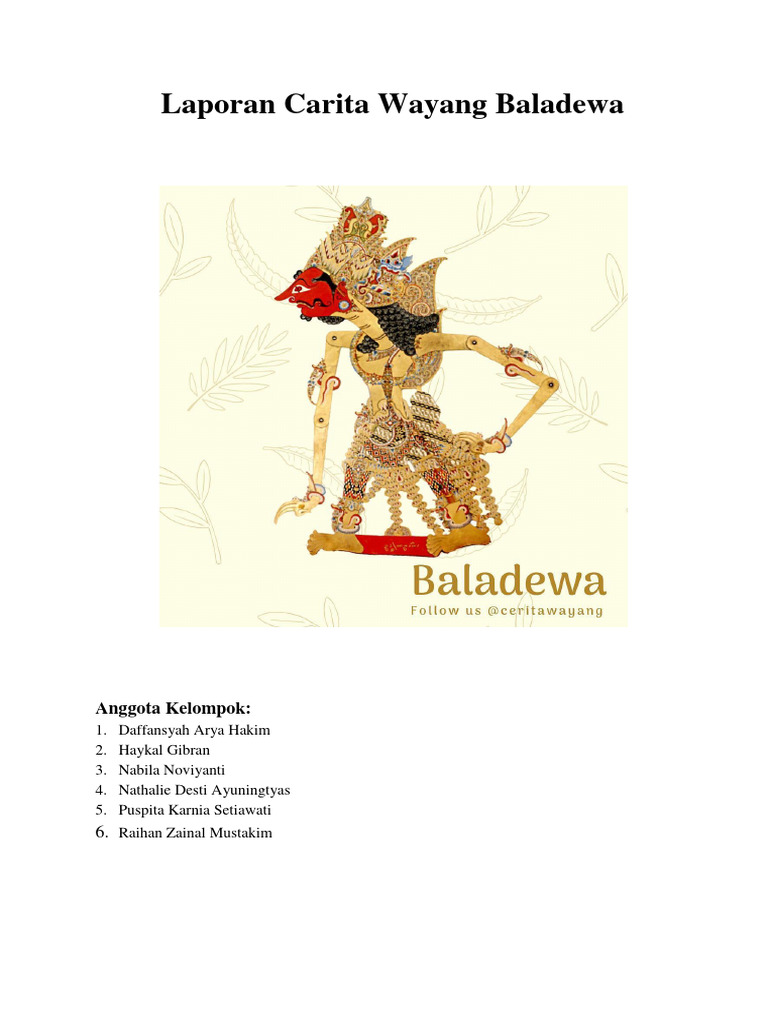 Laporan Carita Wayang Sunda Baladewa | PDF