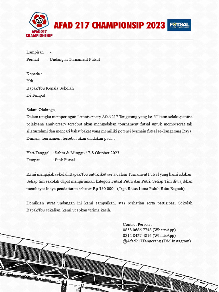 Undangan Turnamen Futsal Tangerang | PDF