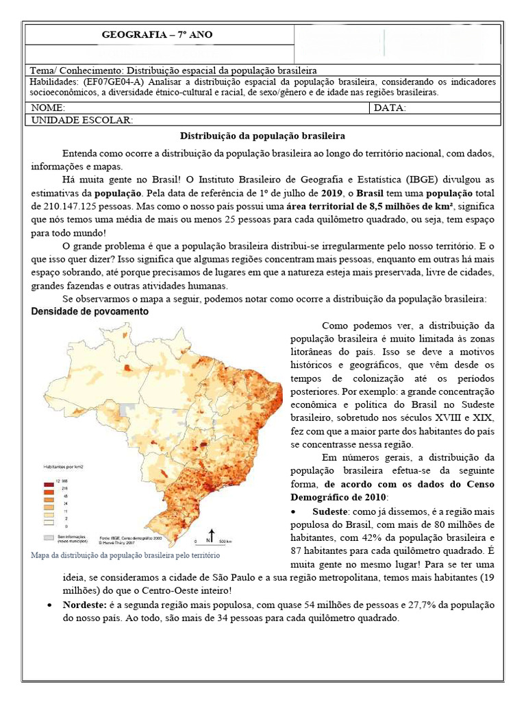 7º GEO 4 Quinzena 2º Corte PDF | PDF | Ciências Sociais | História