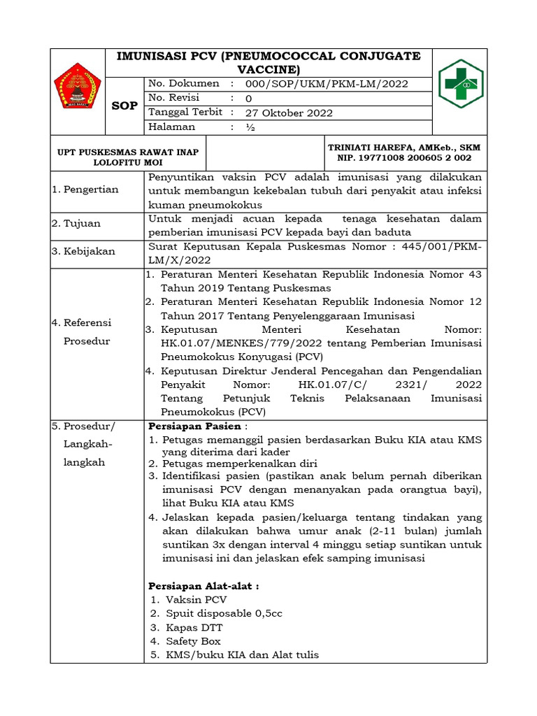 SOP - PCV Di Posyandu | PDF