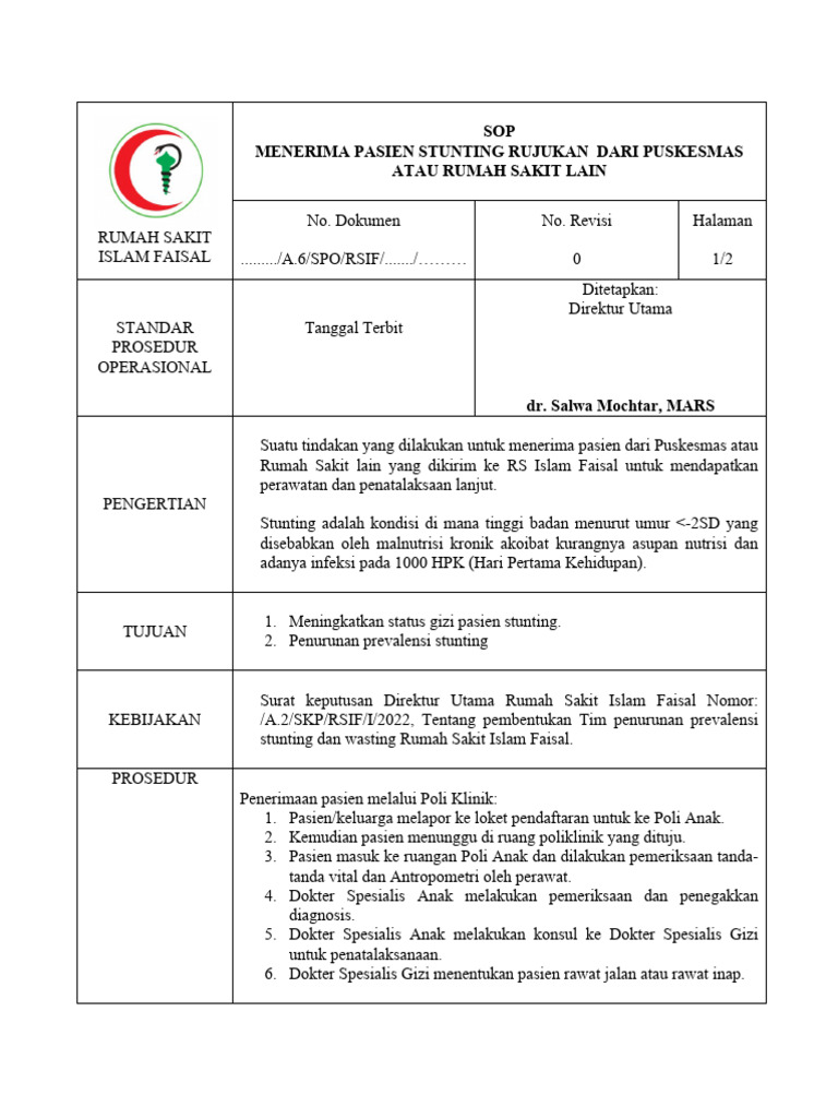 SOP Menerima Pasien Rujukan | PDF