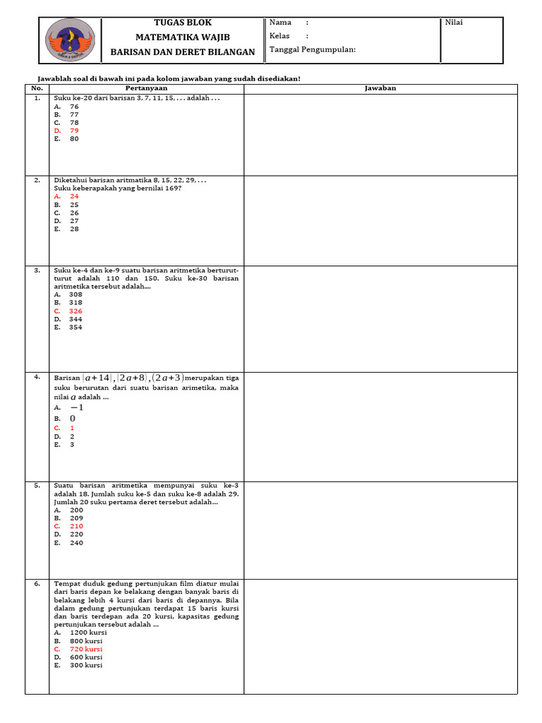 Soal Matematika Barisan & Deret | PDF