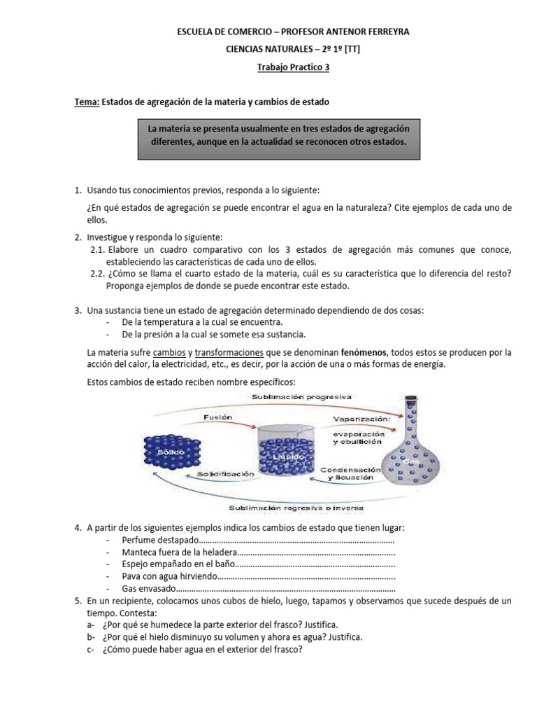 TP 3 2021 (Estados de La Materia) | PDF