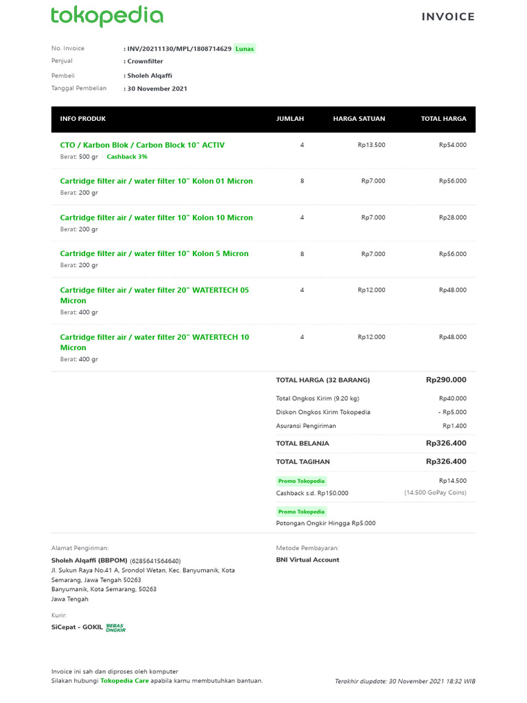 Invoice - Filter | PDF