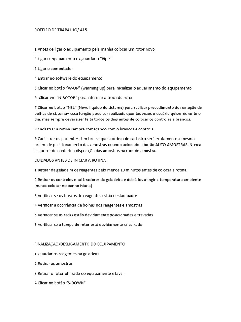 Roteiro de Trabalho A15 | PDF