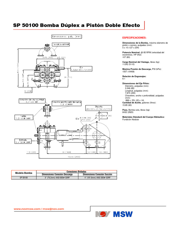 Bomba Dúplex SP 50100: Especificaciones | PDF