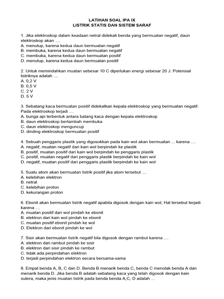 Latihan Soal Ipa Kelas Ix Bab 4 | PDF