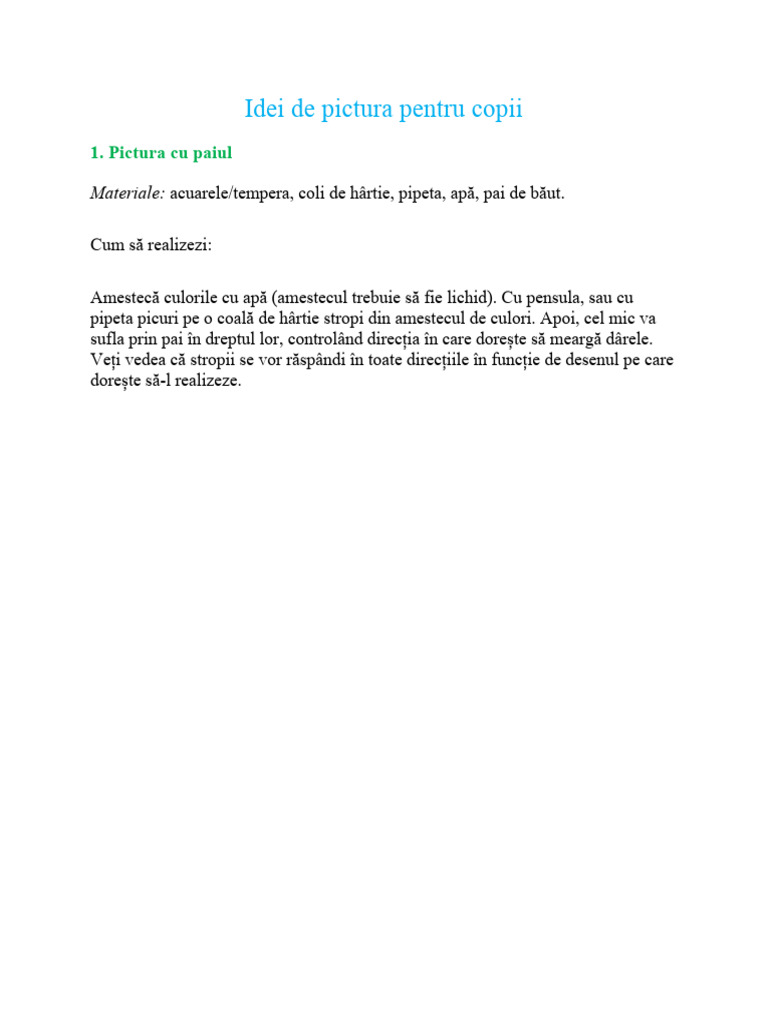 Idei de Pictura Pentru Copii | PDF
