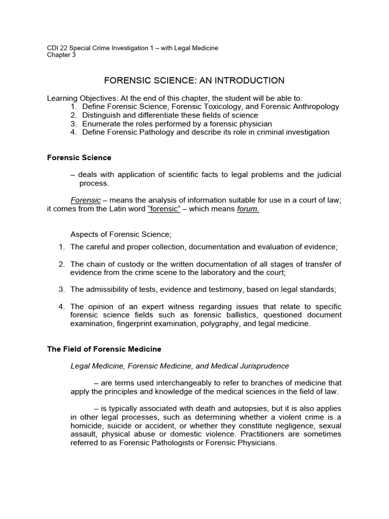 CDI 22 Midterm Chapter 3 Forensic Science An Introduction | PDF